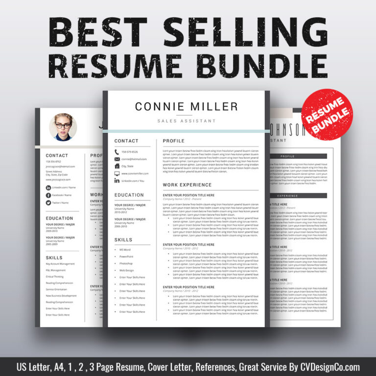 Best Selling MS Office Word Resume / CV Bundle The Connie: Resume ...