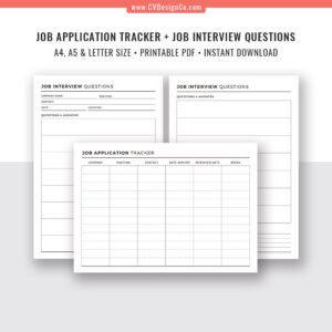 Job Application Tracker, Interview Questions Worksheet, Resume Keywords ...