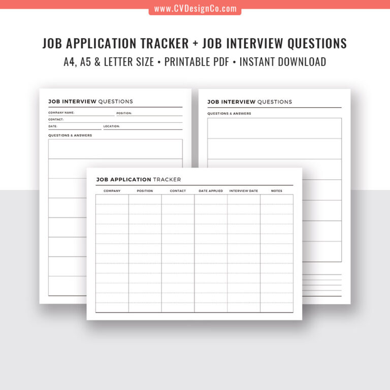 Job Application Tracker, Interview Questions Worksheet, Resume Keywords ...