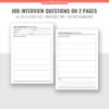 Job Interview Questions, Interview Checklist, Printable Planner Inserts ...