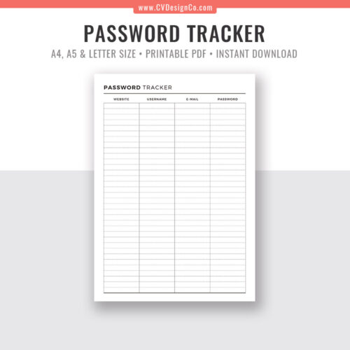 Password Tracker, Password Log, Password Keeper, Printable Planner ...