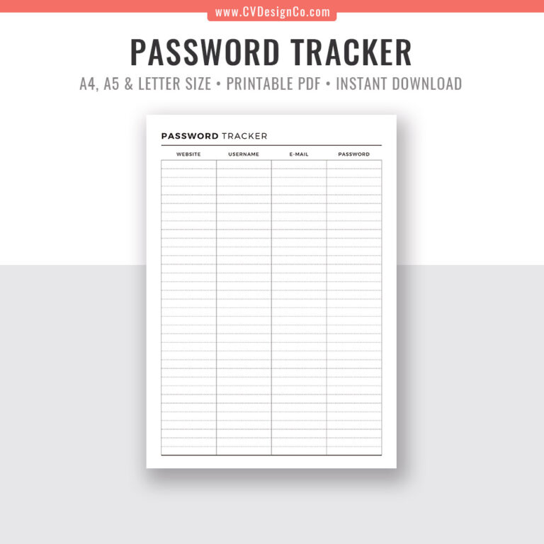 Password Tracker, Password Log, Password Keeper, Printable Planner ...