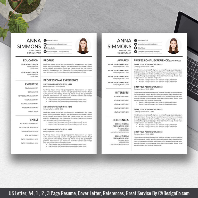 Best Selling MS Office Word Resume / CV Bundle The Anna: Resume ...