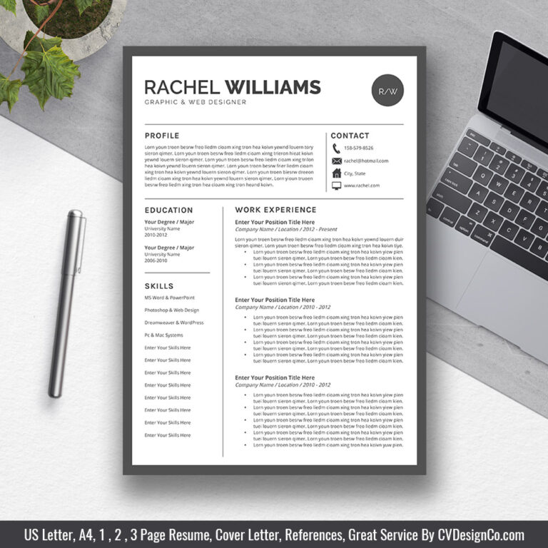 Best Selling MS Office Word Resume / CV Bundle The Rachel: Resume ...